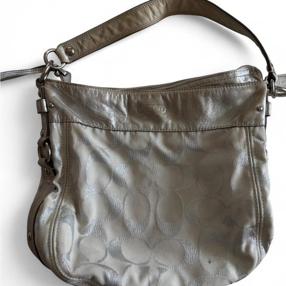 Coach | Bags | Coach Metallic Silver Shoulder Bag | Poshmark